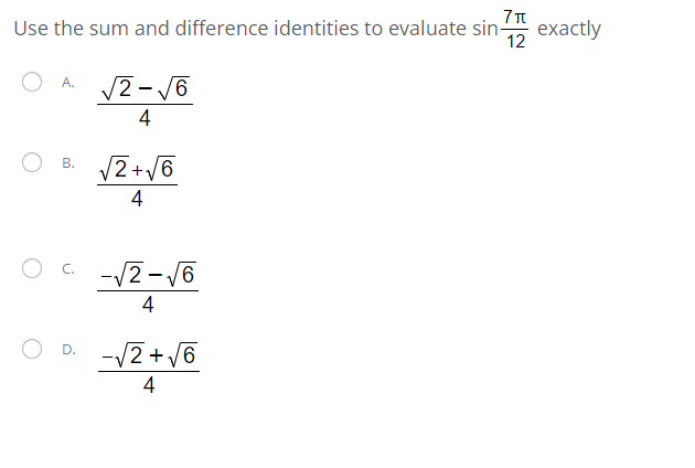 Solved Use the sum and difference identities to evaluate | Chegg.com