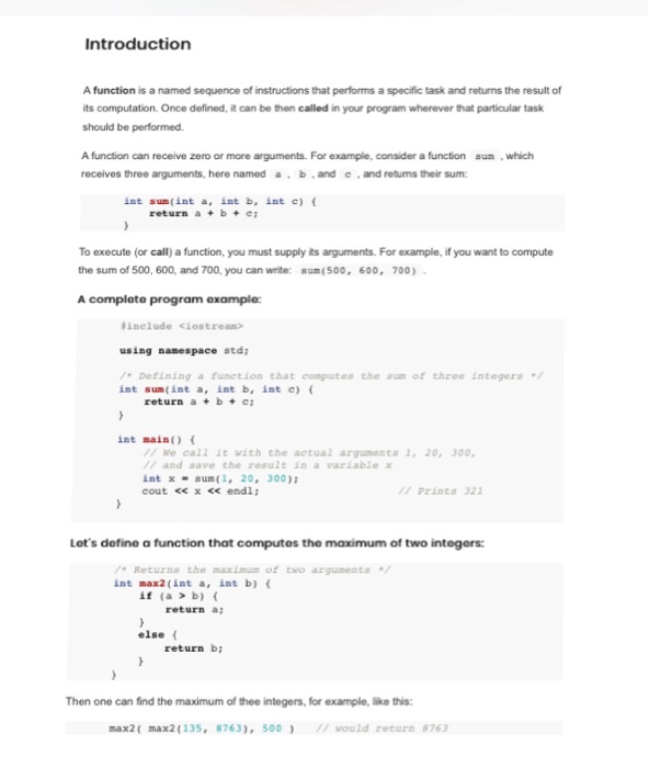 Solved Introduction A function is a named sequence of | Chegg.com