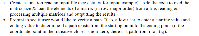 Solved A Create A Function To Initialize The Matrix Sample 4246