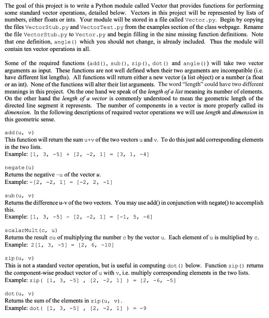 Solved The goal of this project is to write a Python module | Chegg.com