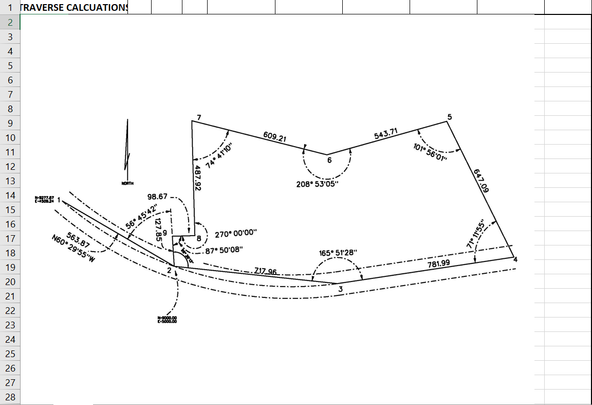 Review procedures to calculate the attached traverse. | Chegg.com
