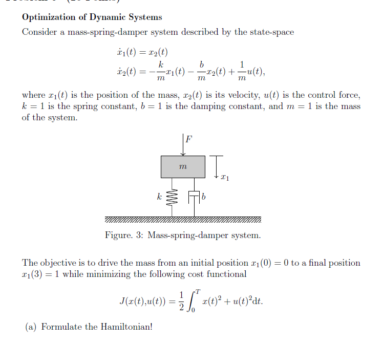 Solved Optimization of Dynamic SystemsConsider a | Chegg.com