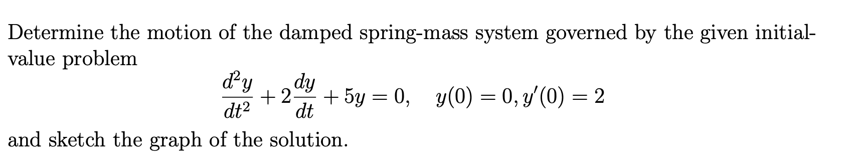 Solved Determine the motion of the damped spring-mass system | Chegg.com
