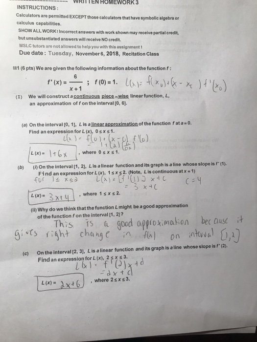 Solved WRITTEN HOMEWORK 3 INSTRUCTIONS Calculators are | Chegg.com