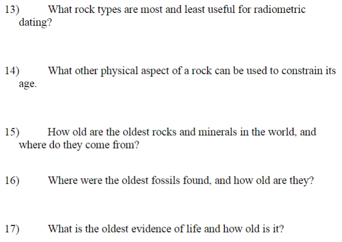 Solved 1) Be able to reconstruct the geologic history of an | Chegg.com