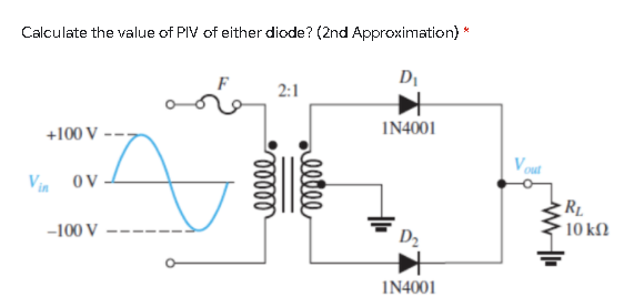 Solved Calculate the value of PIV of either diode? (2nd | Chegg.com