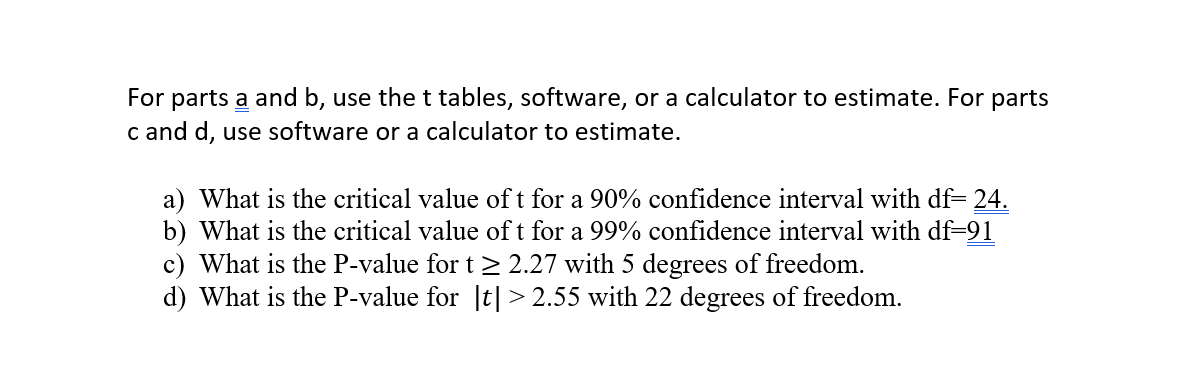 Solved For parts a and b, use the t tables, software, or a | Chegg.com