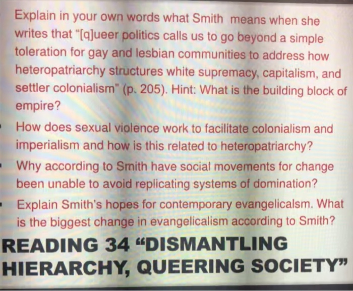 Explain in your own words what Smith means when she | Chegg.com