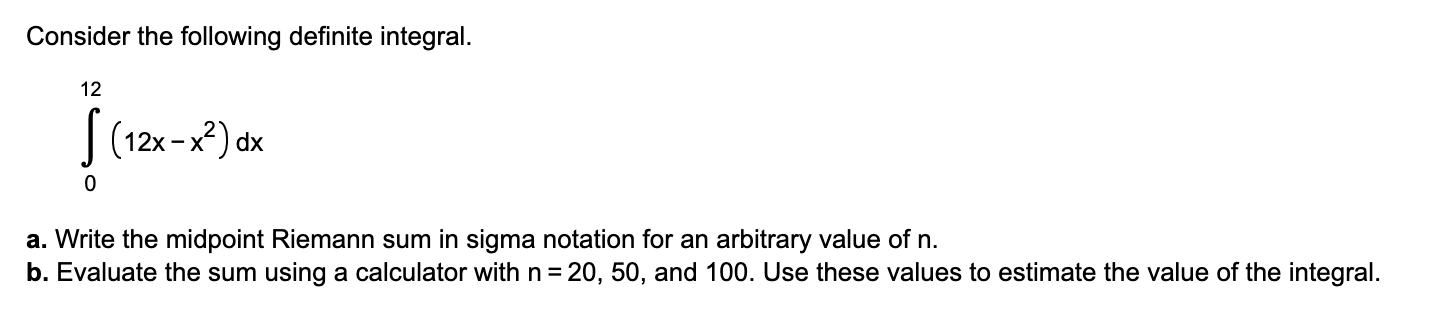 Solved Consider the following definite | Chegg.com