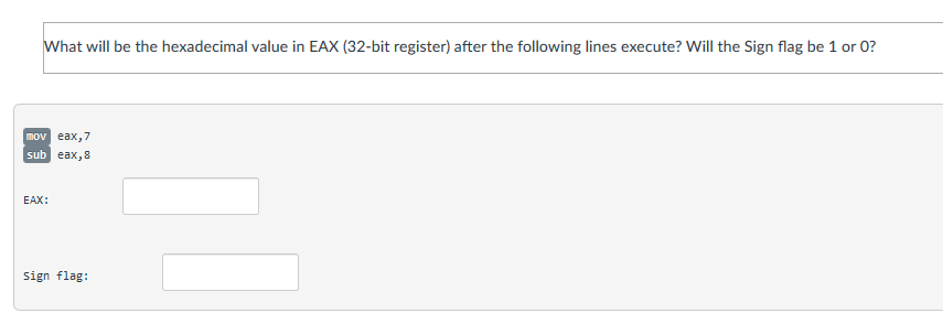 Solved What will be the hexadecimal value in EAX (32-bit | Chegg.com