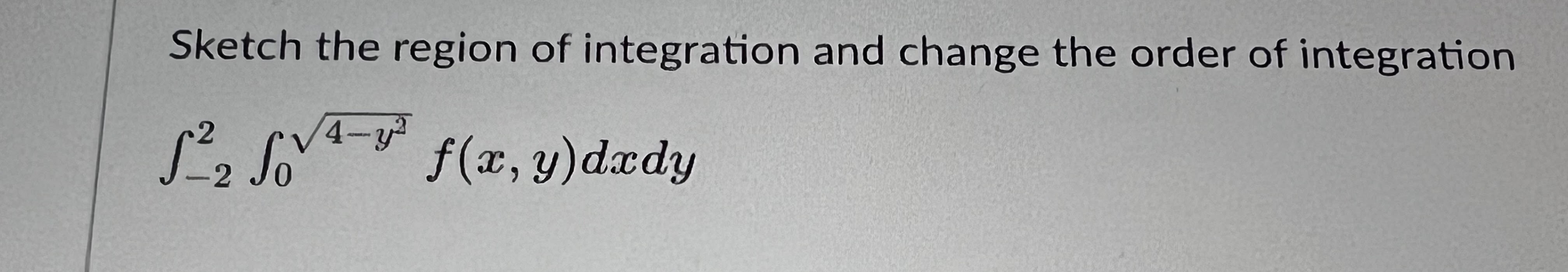 Solved Sketch the region of integration and change the order | Chegg.com