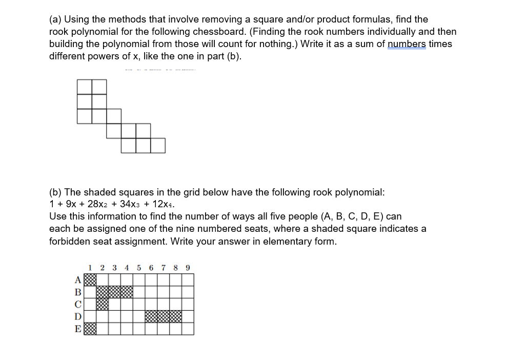 Solved (a) Using the methods that involve removing a square | Chegg.com