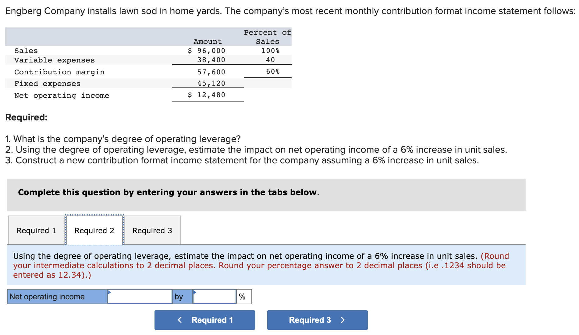 Solved What is the company's degree of operating leverage? . | Chegg.com