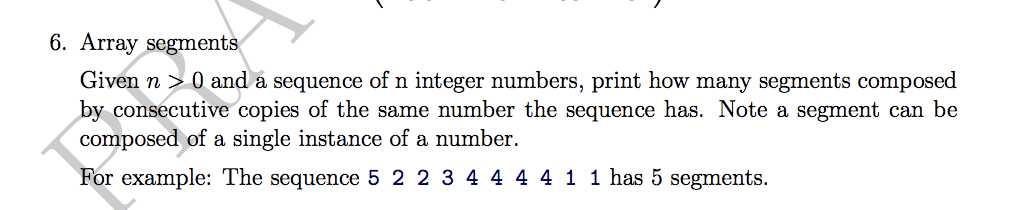 Solved 6. Array segments Given n > 0 and a sequence of n | Chegg.com