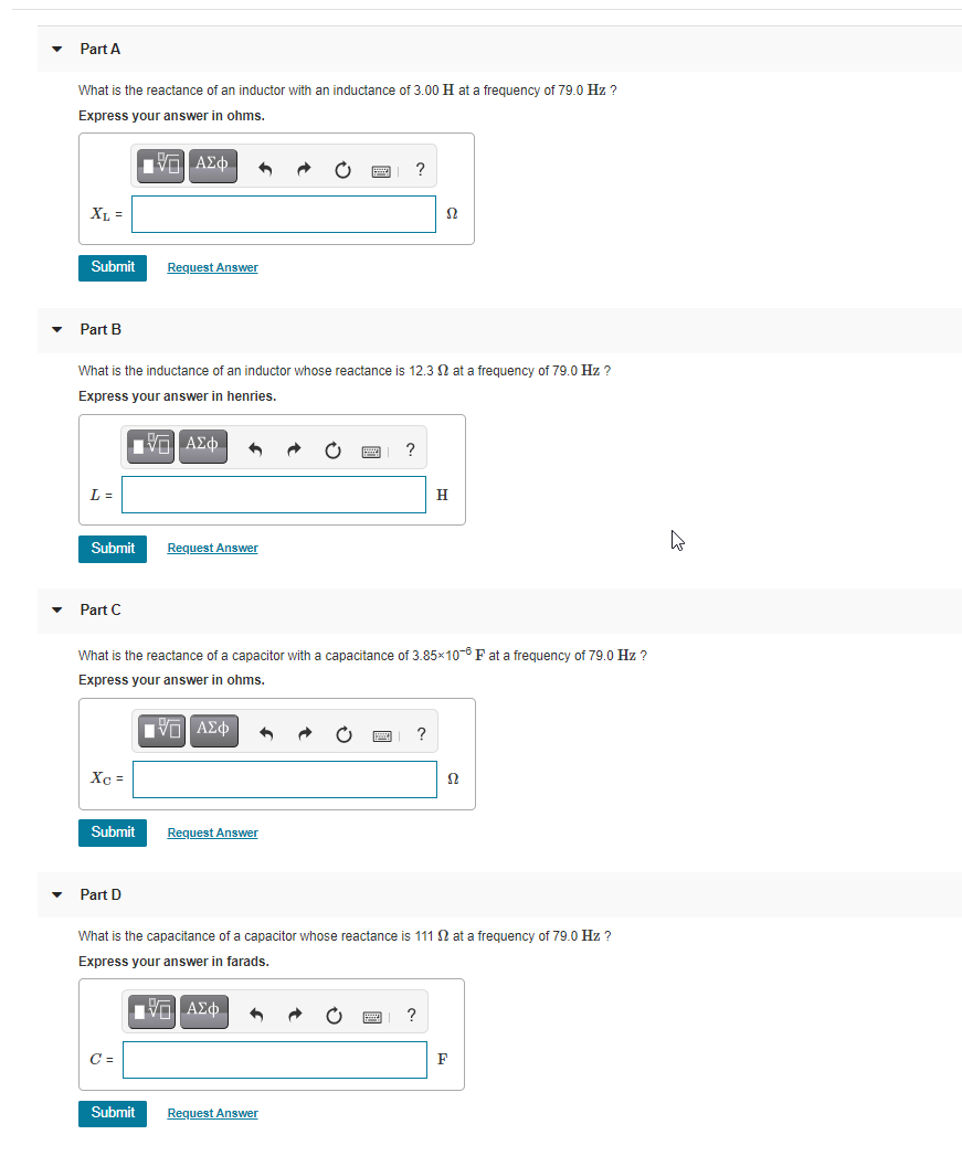 Solved Part A What Is The Reactance Of An Inductor With An
