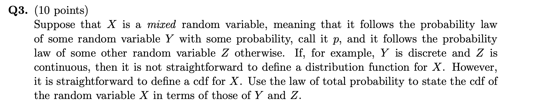 Solved 3. (10 points ) Suppose that X is a mixed random | Chegg.com
