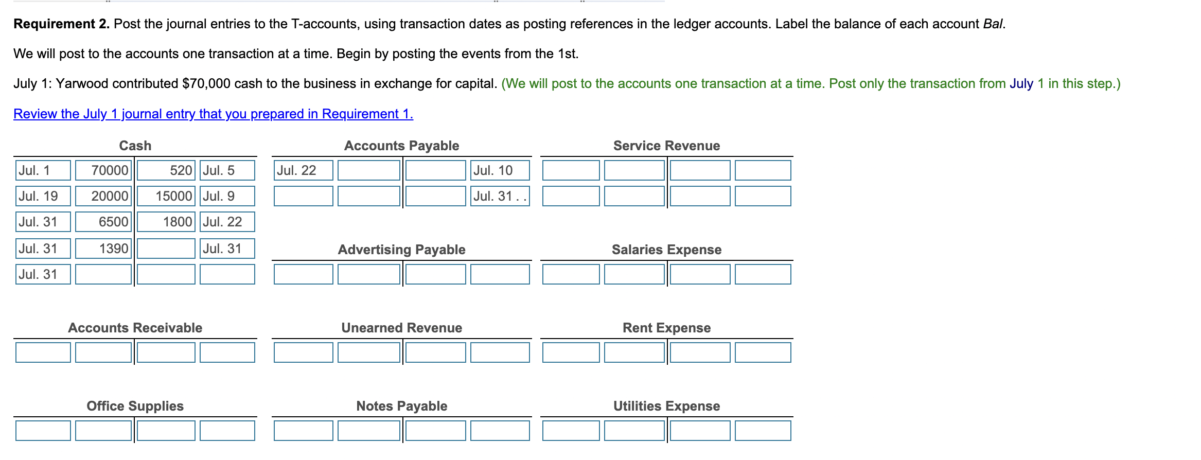 Solved Requirement 2. Post the journal entries to the | Chegg.com