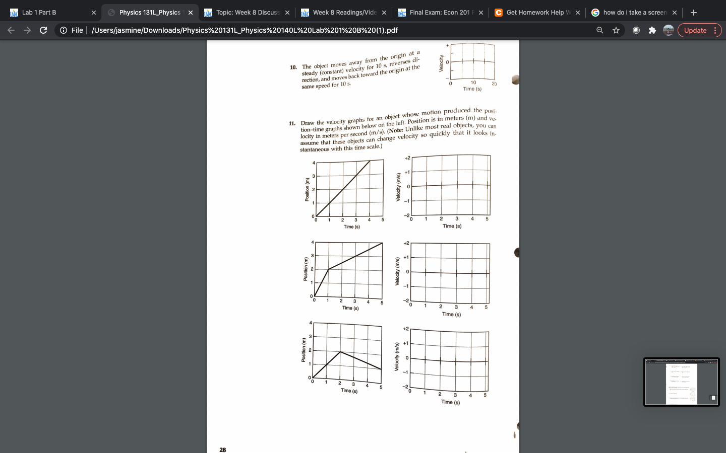 Solved 10 The Object Moves Away From The Origin At A