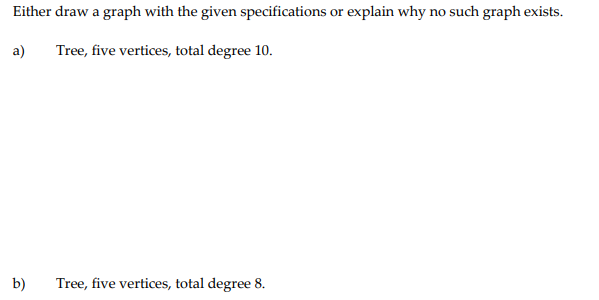 Solved Either draw a graph with the given specifications or | Chegg.com