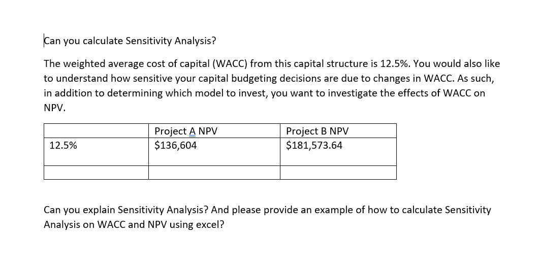 Can you calculate Sensitivity Analysis? The weighted | Chegg.com