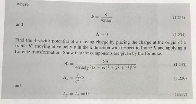 Solved EXERCISE 1.20 The 4-vector potential surrounding a | Chegg.com