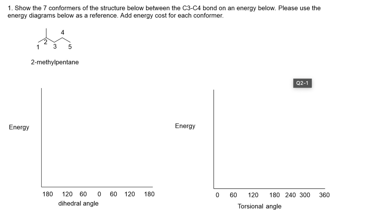 Solved 1. Show the 7 conformers of the structure below | Chegg.com