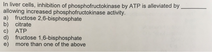 Solved In liver cells, inhibition of phosphofructokinase by | Chegg.com