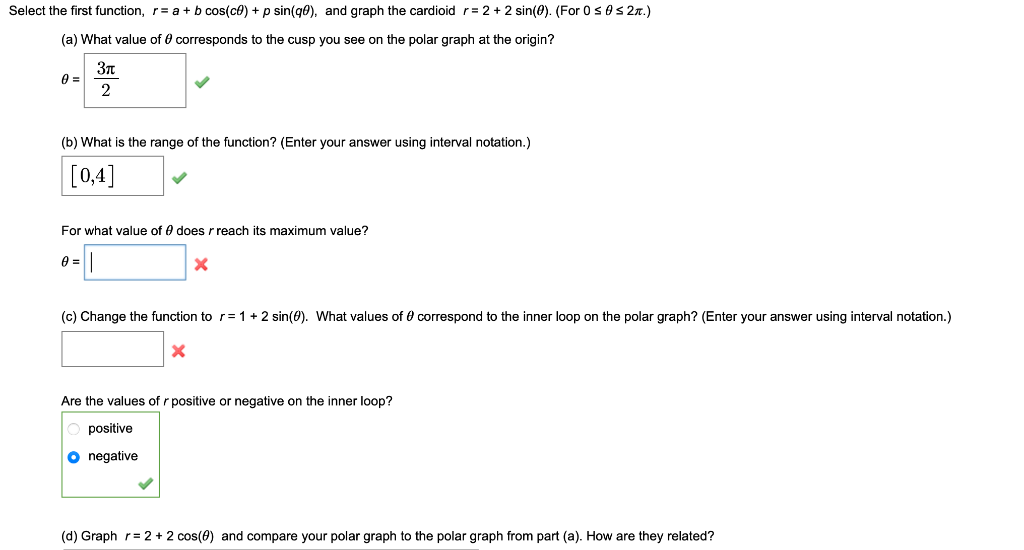Solved Select the first function, r= a + b cos(c0) + p | Chegg.com