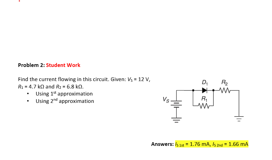 Solved Find the current flowing in this circuit. Given: | Chegg.com
