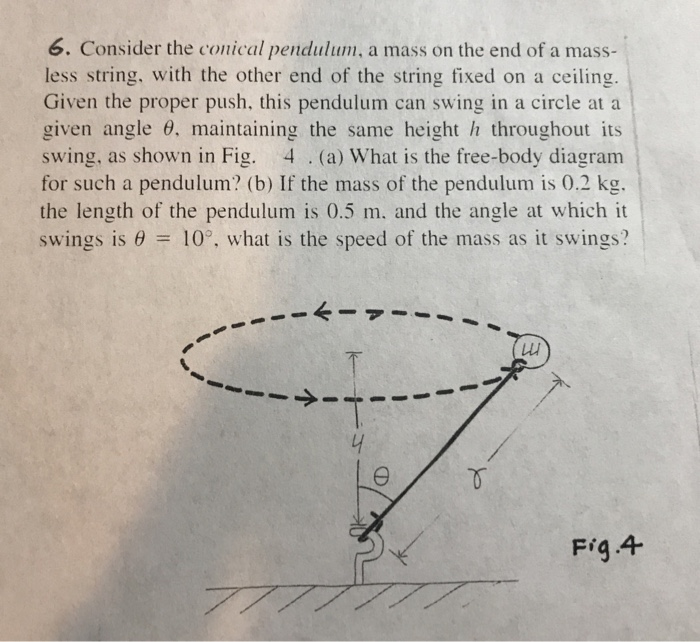 Solved 6. Consider the conical pendulum, a mass on the end | Chegg.com