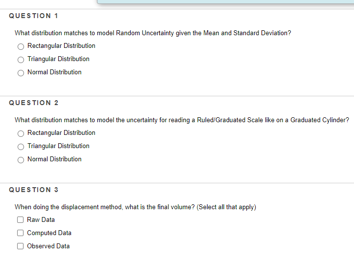 Solved QUESTION 1 What distribution matches to model Random | Chegg.com