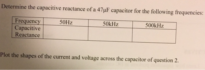 Solved Determine the capacitive reactance of a 47?F | Chegg.com