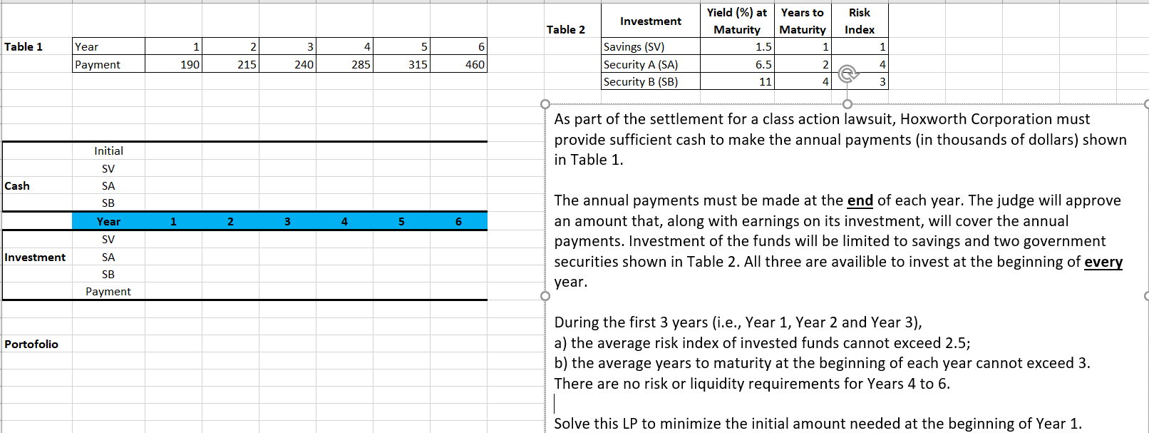Investment Risk Index Table 2 Table 1 1 2 4 5 6 1 | Chegg.com