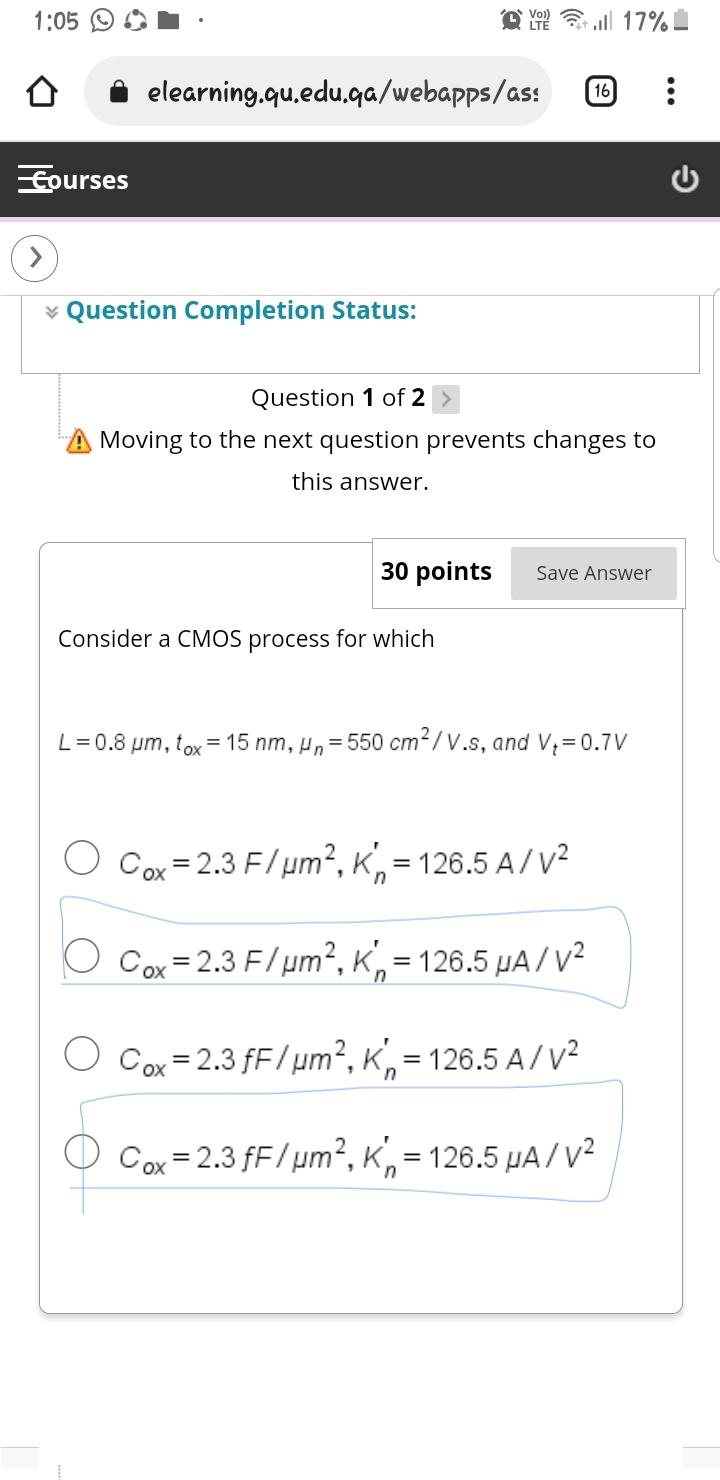 Solved 1:05 Vull 17% elearning.qu.edu.ga/webapps/as: 16 : | Chegg.com