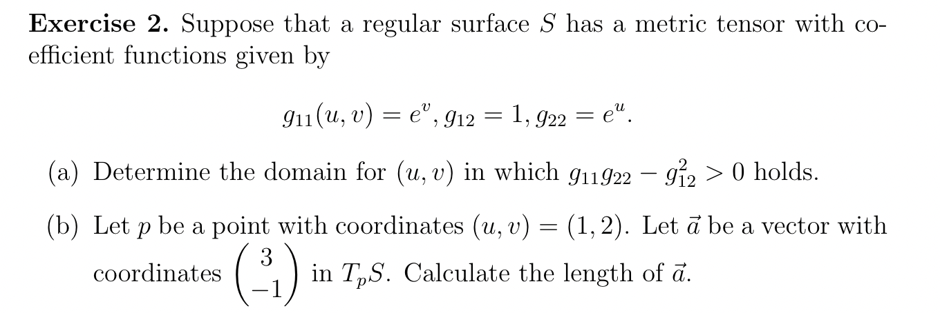 Solved Exercise 2. Suppose that a regular surface S has a | Chegg.com