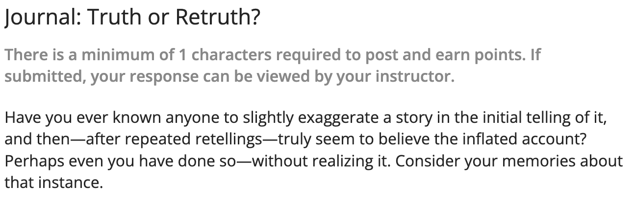 Solved Journal: Truth or Retruth? There is a minimum of 1 | Chegg.com