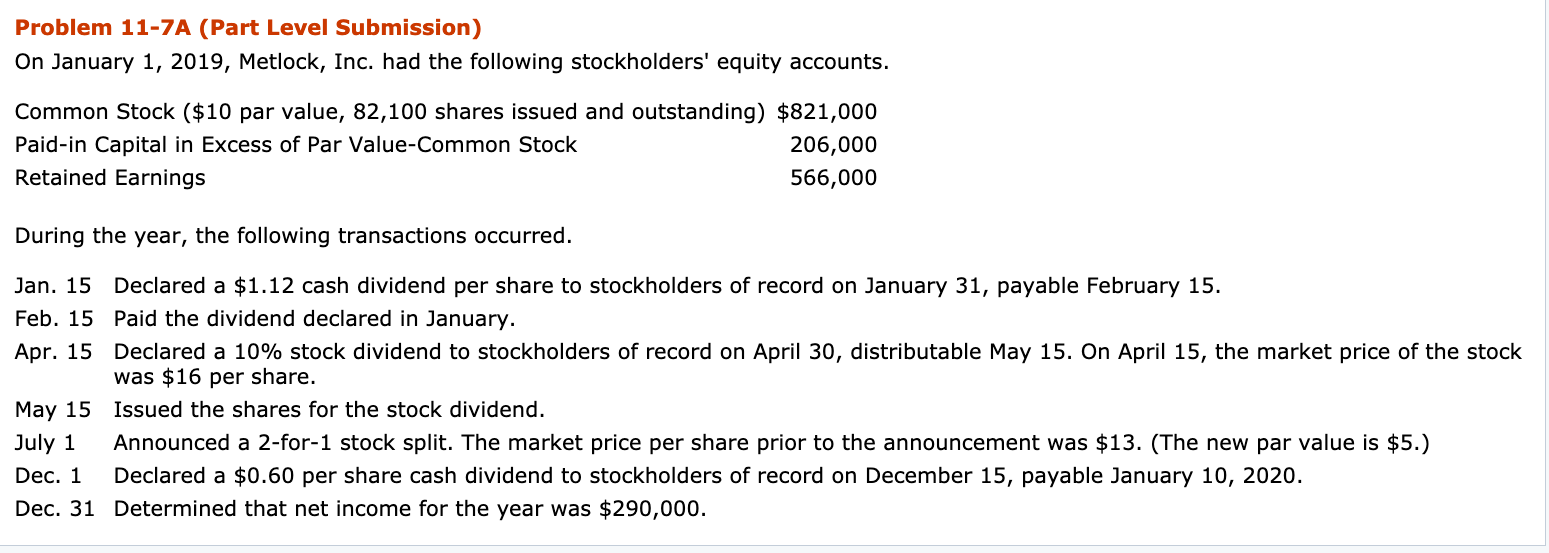 Solved Problem 11-7A (Part Level Submission) On January 1, | Chegg.com