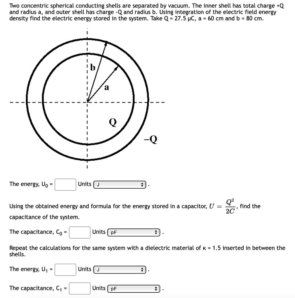 Solved Two concentric spherical conducting shells are | Chegg.com