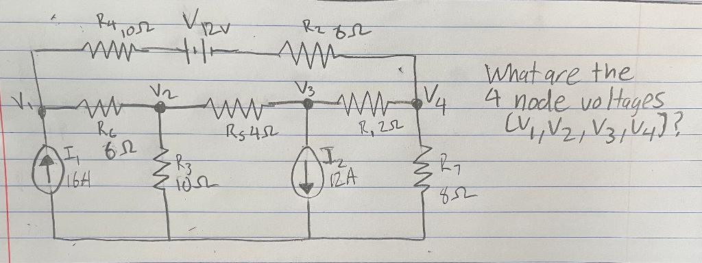 Solved R4 or Ver Reth V2 V3 WV4 What are the 4 node voltages | Chegg.com