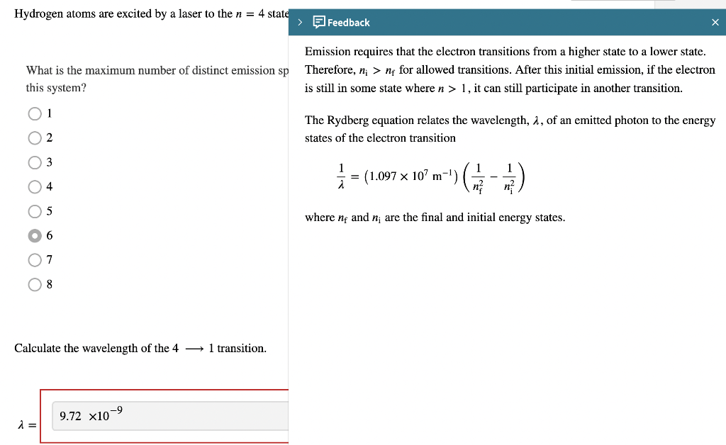 Solved Hydrogen atoms are excited by a laser to the n=4 | Chegg.com