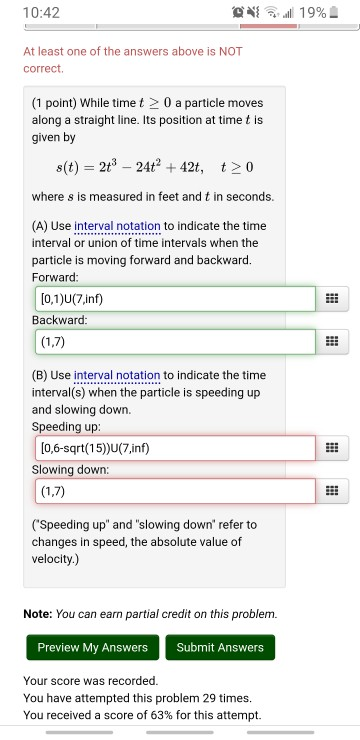 Solved While time t≥0t≥0 a particle moves along a straight | Chegg.com