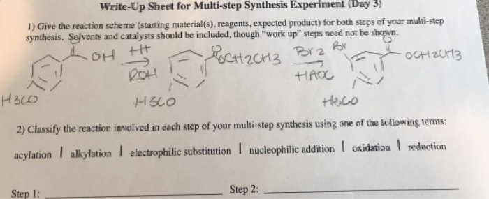 Solved Write-Up Sheet for Multi-step Synthesis Experiment | Chegg.com