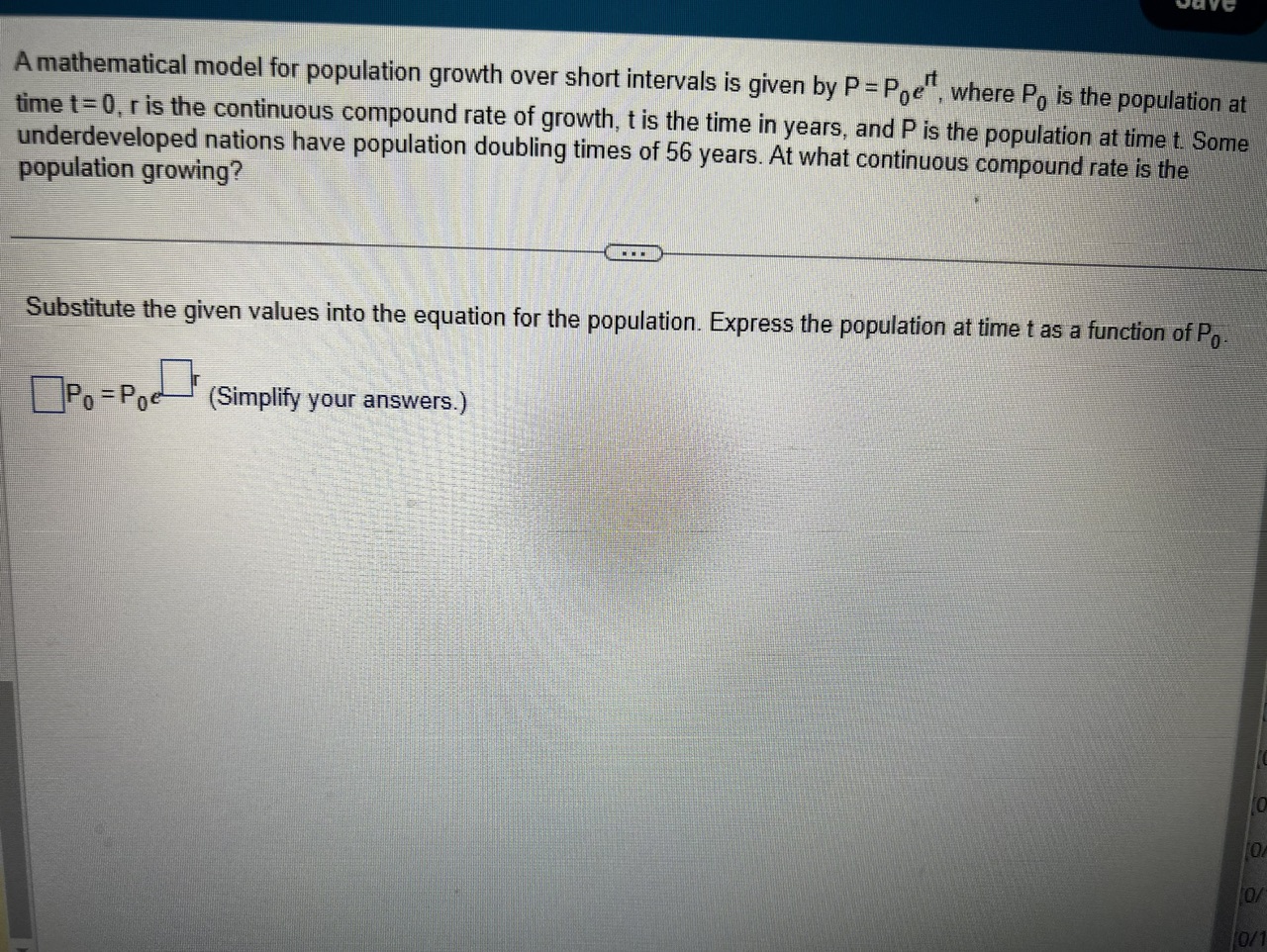 Solved A mathematical model for population growth over short | Chegg.com