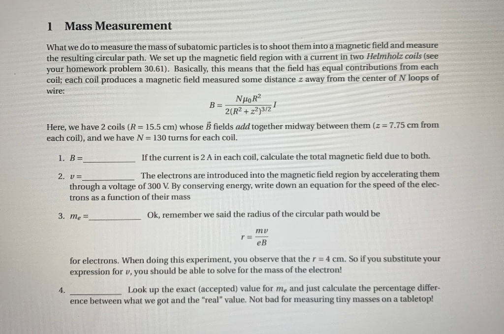Solved Mass Measurement What we do to measure the mass of | Chegg.com