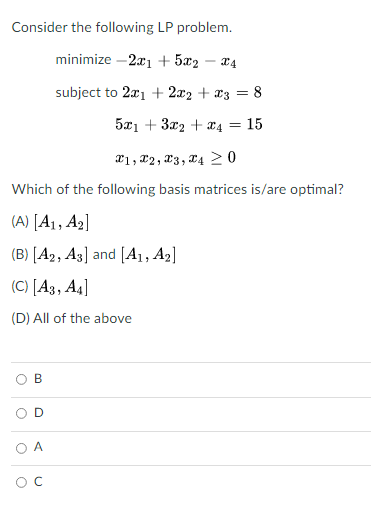 Solved Consider the following LP problem. minimize - 2.01 + | Chegg.com