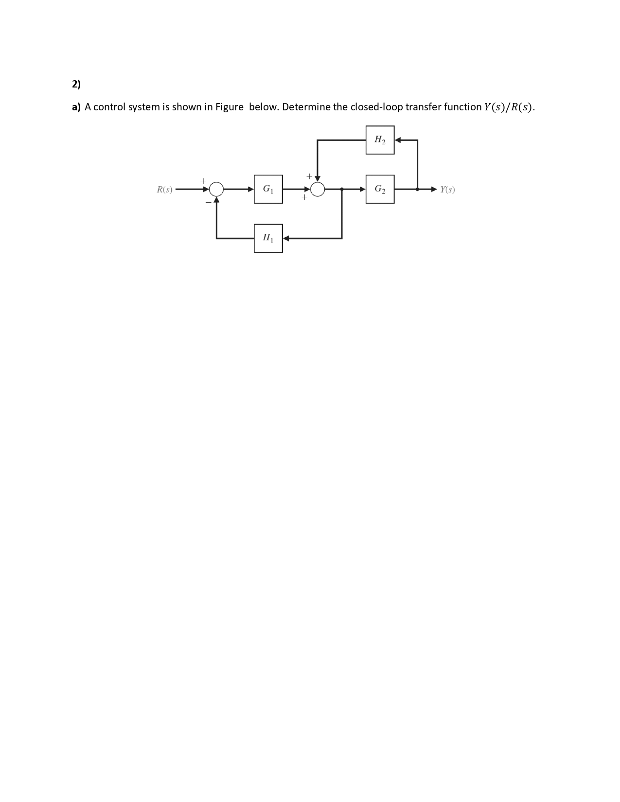 Solved 2) a) A control system is shown in Figure below. | Chegg.com