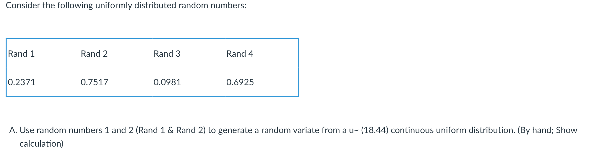 Solved Consider the following uniformly distributed random | Chegg.com