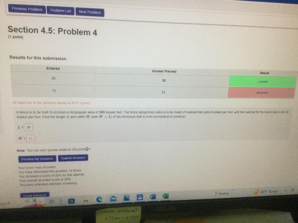 Section 4.5: Problem 4 (1 point) Results for this | Chegg.com