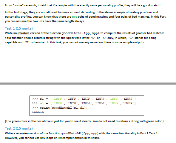 Solved Speed Dating Matches Dear Chegg, need code in python | Chegg.com