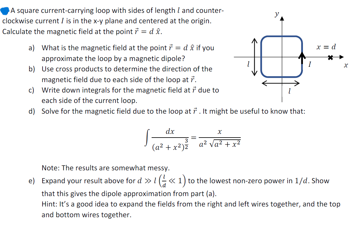 у A square current-carrying loop with sides of length | Chegg.com
